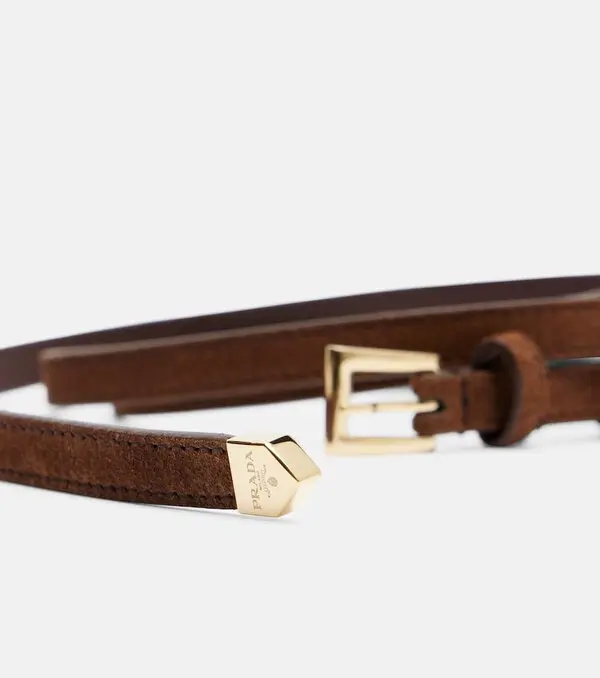 Prada Suede Leather Belt - Brown