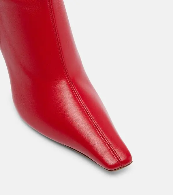 Amina Muaddi Jamie 80 Leather Ankle Boots - Red
