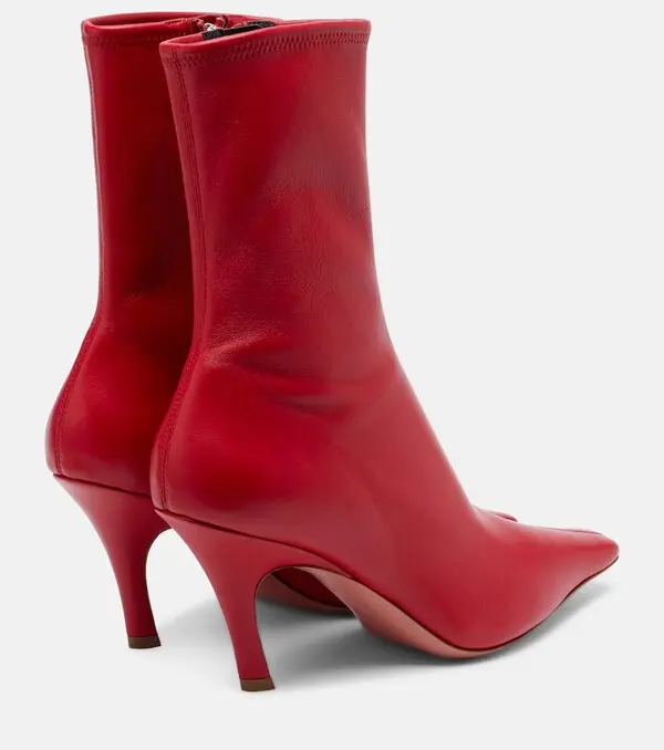 Amina Muaddi Jamie 80 Leather Ankle Boots - Red
