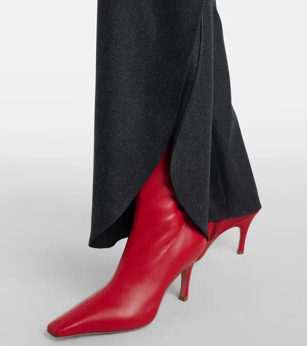 Amina Muaddi Jamie 80 Leather Ankle Boots - Red