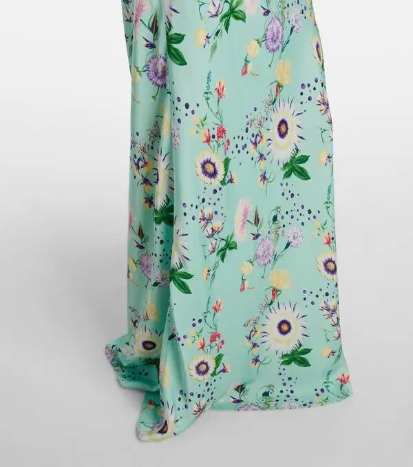 Rabanne Chain-detail Floral Satin Maxi Skirt - Multicoloured