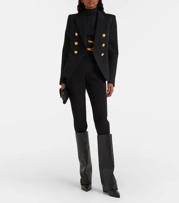 Balmain High-rise Slim Belted Pants