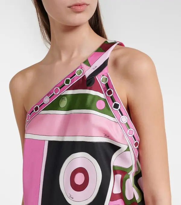 Emilio Pucci Vivara Asymmetric Silk Satin Mini Dress