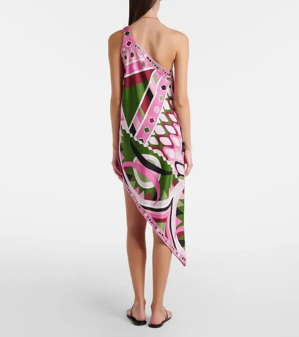 Emilio Pucci Vivara Asymmetric Silk Satin Mini Dress