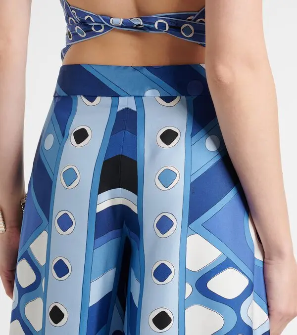 Emilio Pucci Vivara High-rise Silk Wide-leg Trousers - Blue