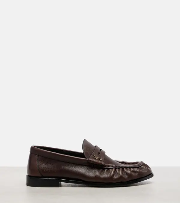 Saint Laurent Le Loafer Leather Penny Loafers - Brown
