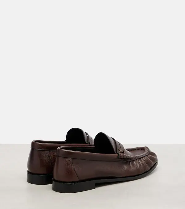 Saint Laurent Le Loafer Leather Penny Loafers - Brown