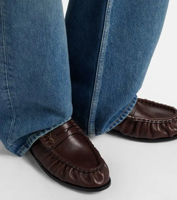 Saint Laurent Le Loafer Leather Penny Loafers - Brown
