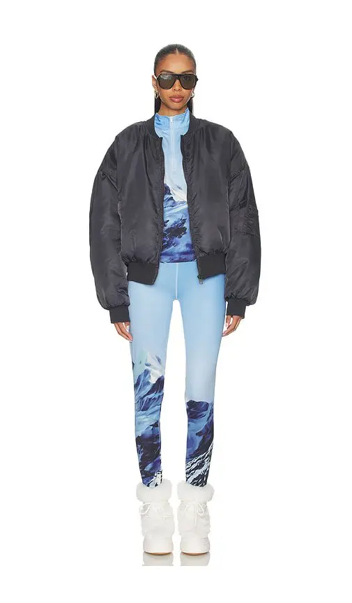 Perfect Moment Printed Quarter Zip Base Layer Top - Blue