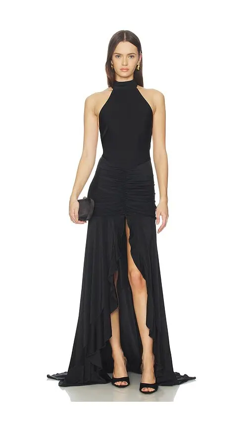 RUNAWAY THE LABEL Zelma High Neck Maxi Dress - Black