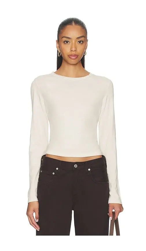 PERFECTWHITETEE Jamie Recycled Cotton Long Sleeve - Cream