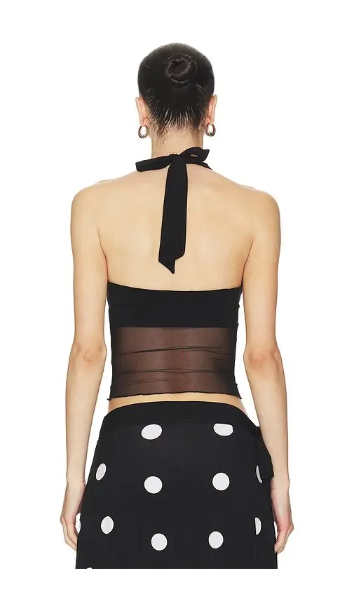 Frankies Bikinis May Mesh Halter Top With Bow Detail