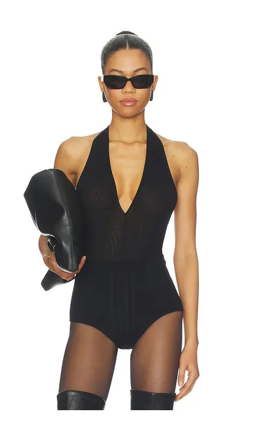 Attico Deep V Bodysuit - Black