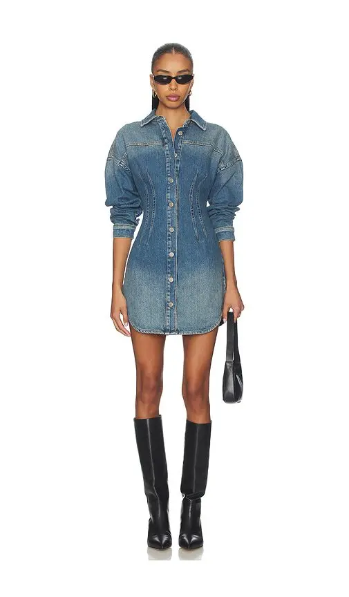 Good American Shaped Denim Dress - Blue