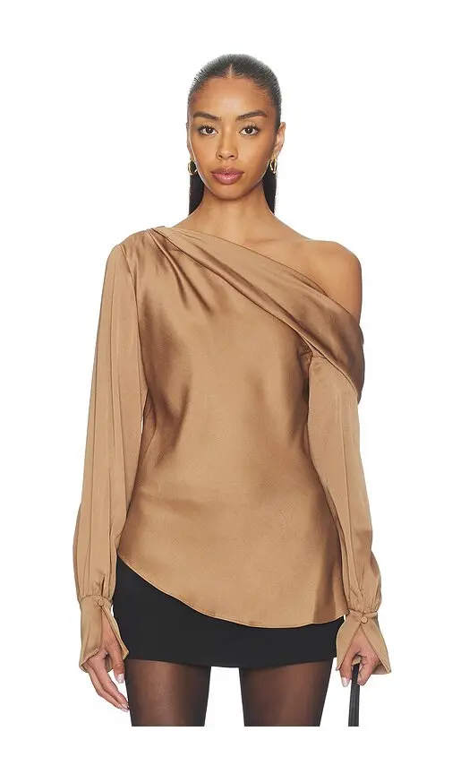 Simkhai Alice One Shoulder Top - Brown