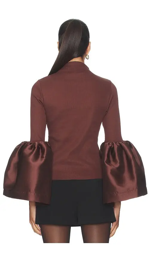 MARQUES' ALMEIDA Heavy Satin Turtleneck Puff Sleeve Top