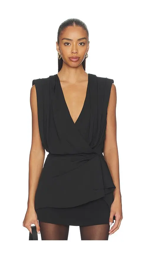 MORE TO COME Birdie Wrap Top - Black