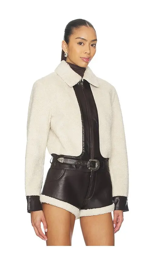 UNDERSTATED LEATHER Faux Shearling Cropped Jacket