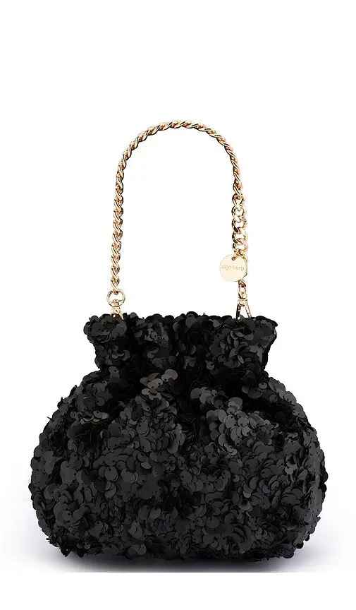 OLGA BERG Mattie Sequin Pouch With Gold-tone Accents - Black