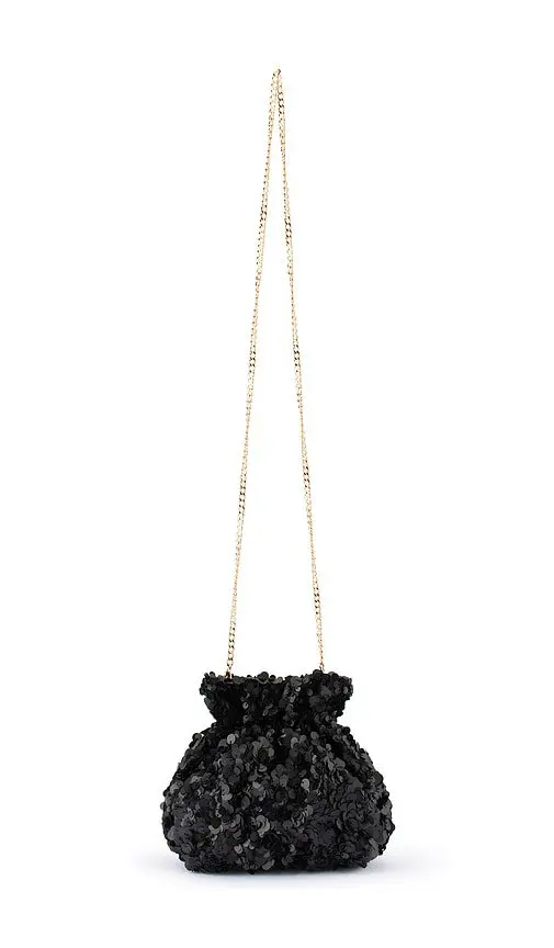 OLGA BERG Mattie Sequin Pouch With Gold-tone Accents - Black
