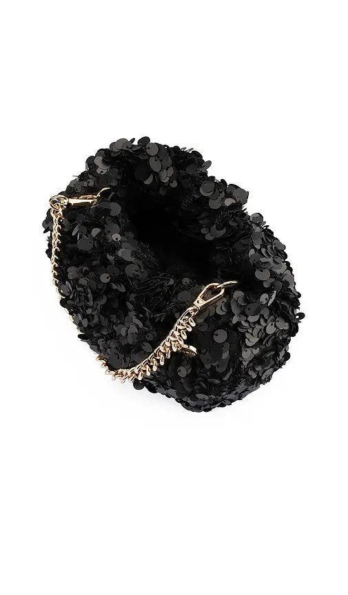 OLGA BERG Mattie Sequin Pouch With Gold-tone Accents - Black