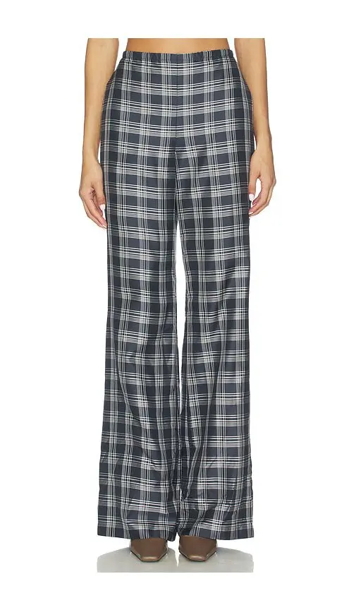Theory Plaid Satin Trousers
