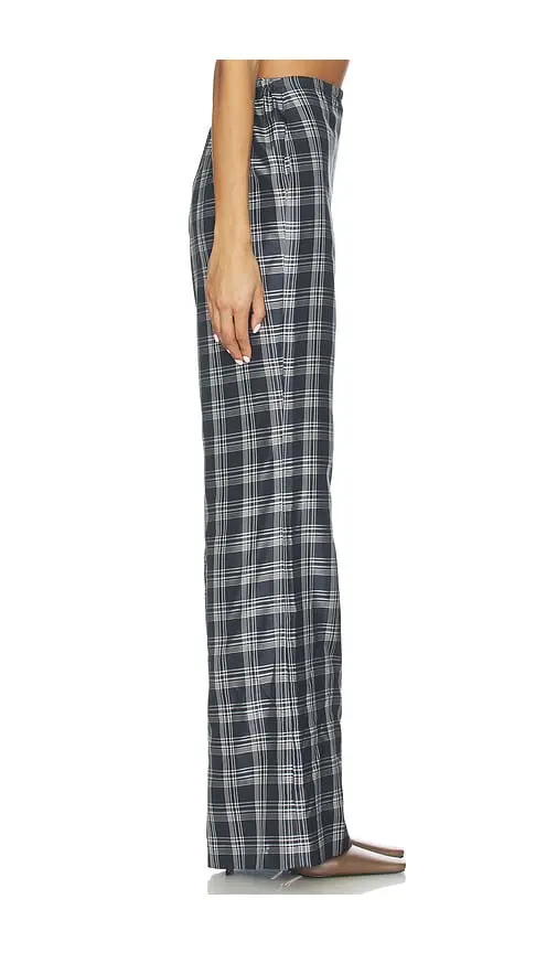 Theory Plaid Satin Trousers