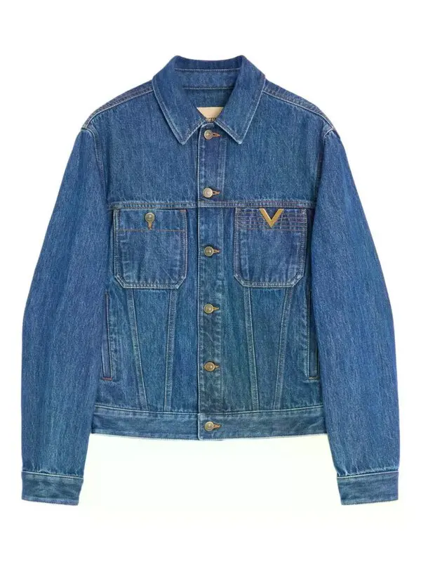 Valentino Garavani Denim Jacket With Gold V Detail