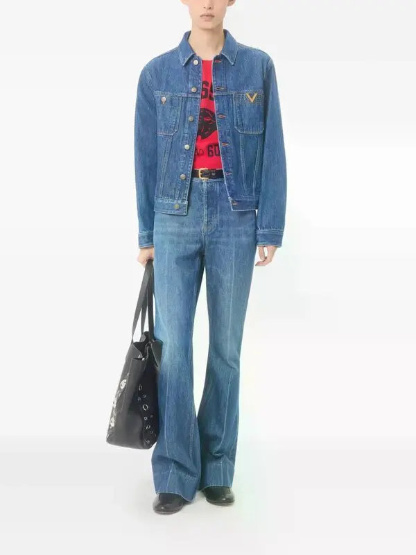 Valentino Garavani Denim Jacket With Gold V Detail