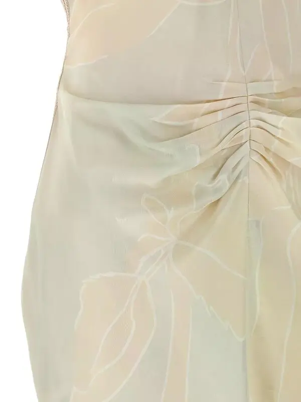 Victoria Beckham Gathered-waist Printed Midi Dress - Neutrals