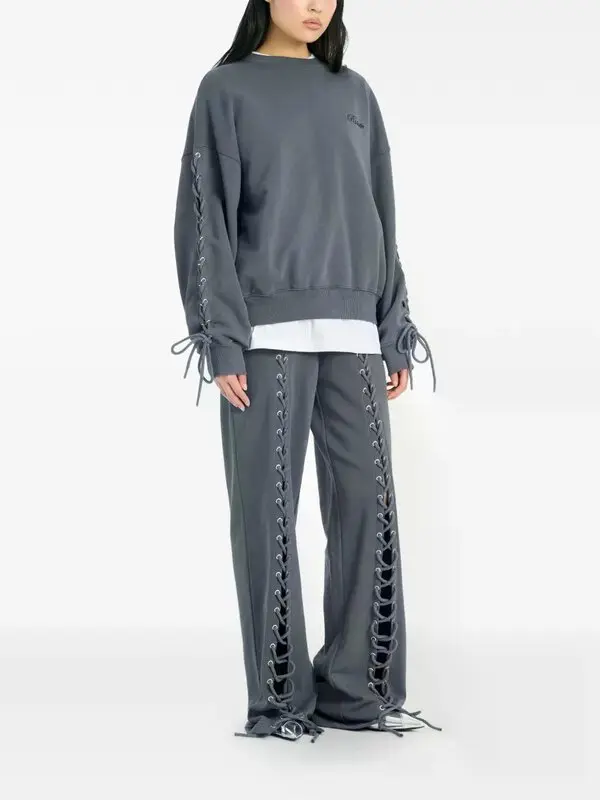 ROTATE BY BIRGER CHRISTENSEN Lace-up Crewneck Sweatshirt - Grey
