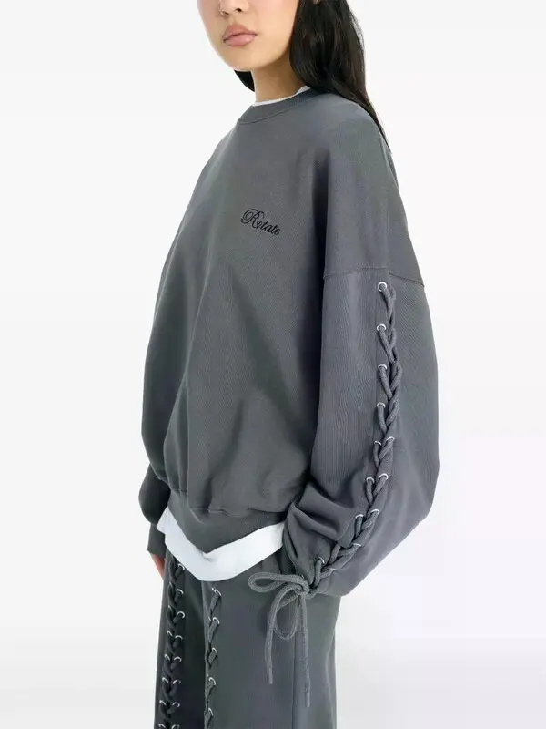 ROTATE BY BIRGER CHRISTENSEN Lace-up Crewneck Sweatshirt - Grey