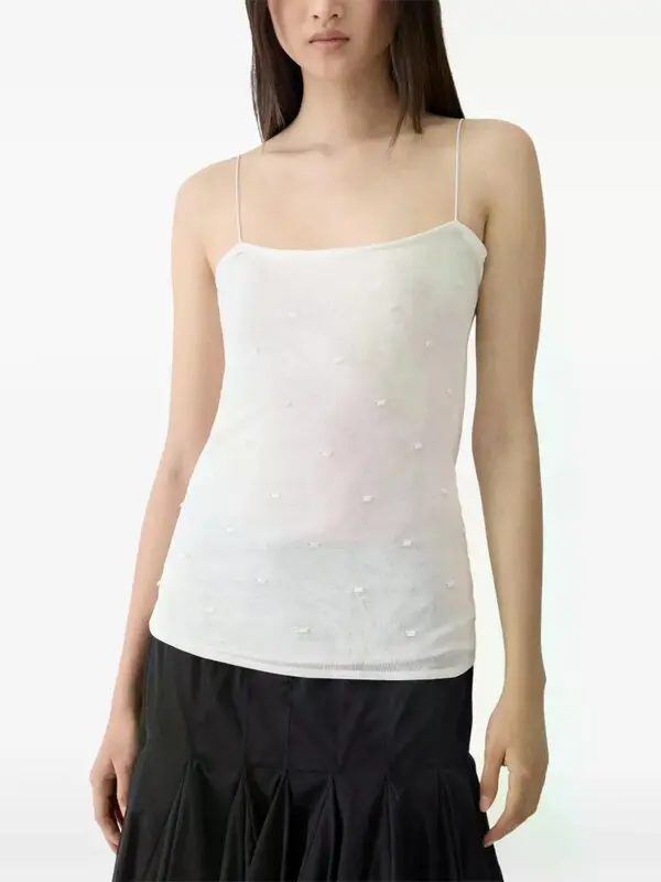 Jacquemus La Plumetis Fine Knit Spaghetti Strap Top - Neutrals