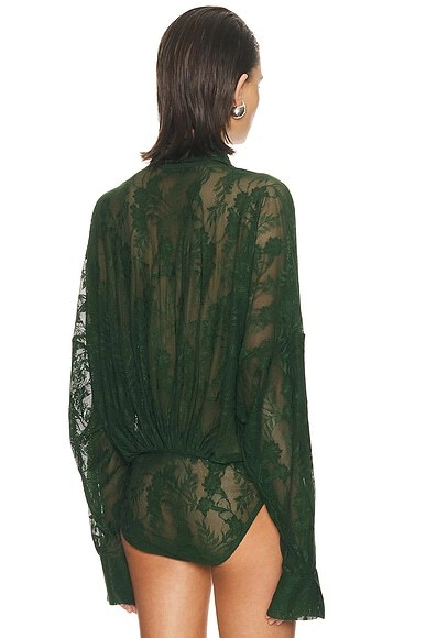 Norma Kamali Super Oversized Boyfriend Bow Bodysuit