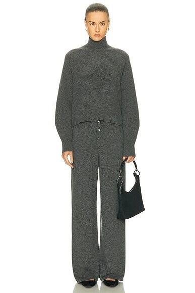 Guest In Residence Cropped Rib Turtleneck Sweater - Charcoal