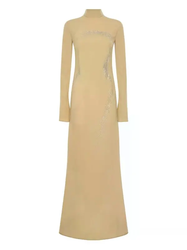 TALLER MARMO Ziegfeld Embellished High-neck Maxi Dress - Neutrals