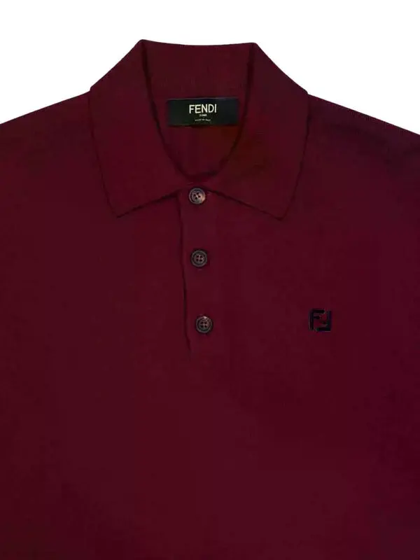 Fendi Long-sleeve Logo Polo Shirt - Red