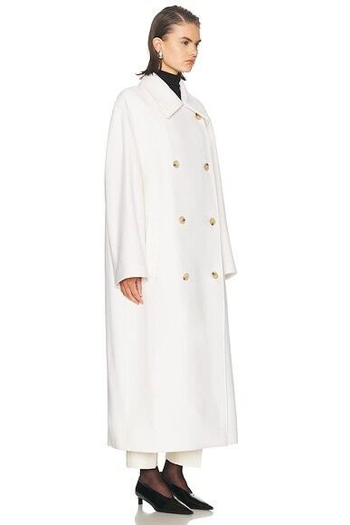 TOTEME Shield Coat In Melton Wool Blend - Ecru
