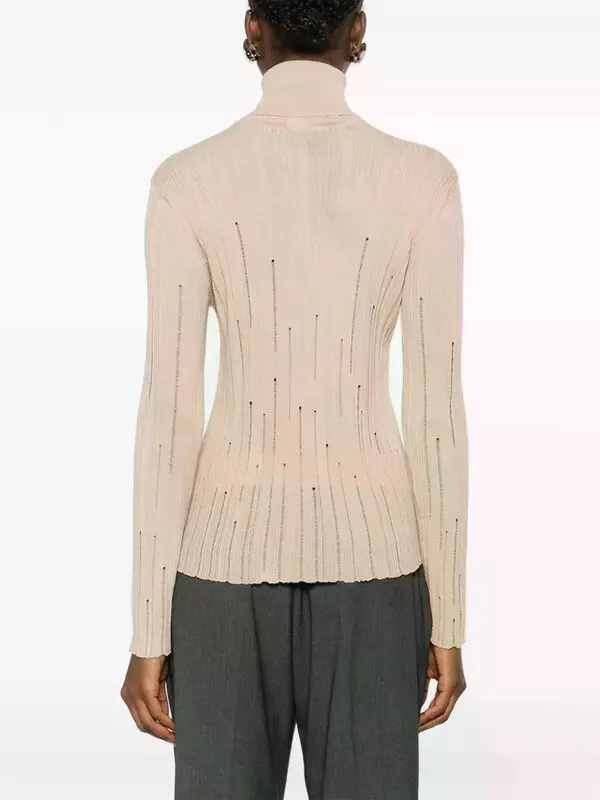 RAME Roll Neck Openwork Fine Knit Sweater
