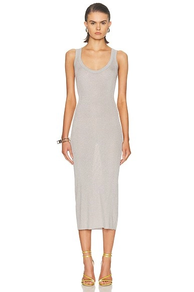 TOM FORD Metallic Tank Midi Dress - Silver