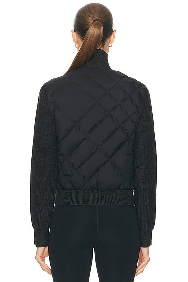 Burberry Kelsley Quilted Jacket With Wool Sleeves - Black