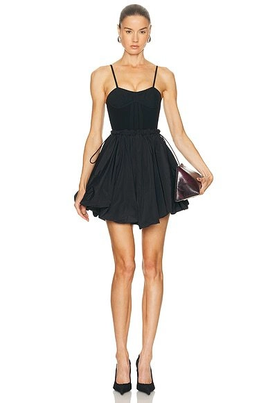 Attico Flared Bubble Mini Dress - Black
