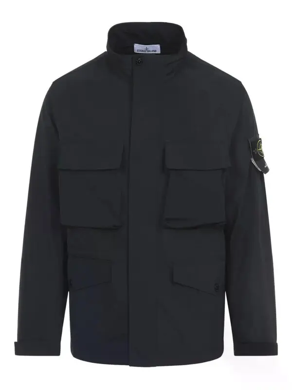 Stone Island High Neck Flap Pocket Jacket - Black