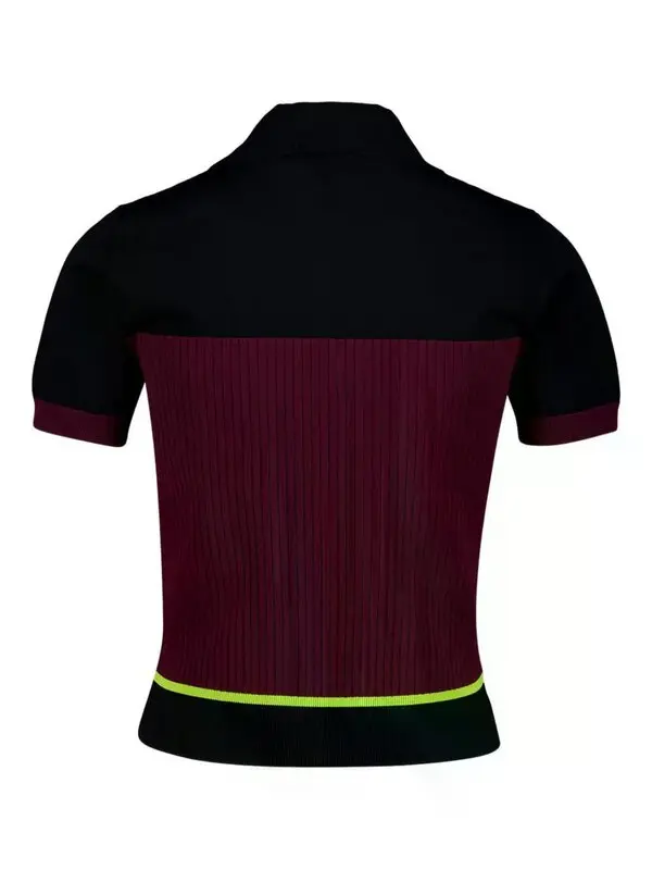 Casablanca Colour Block Ribbed Knit Polo Shirt - Red