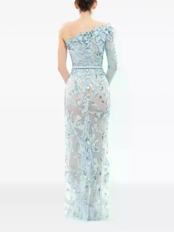 SAIID KOBEISY One-shoulder Embroidered Maxi Dress - Blue