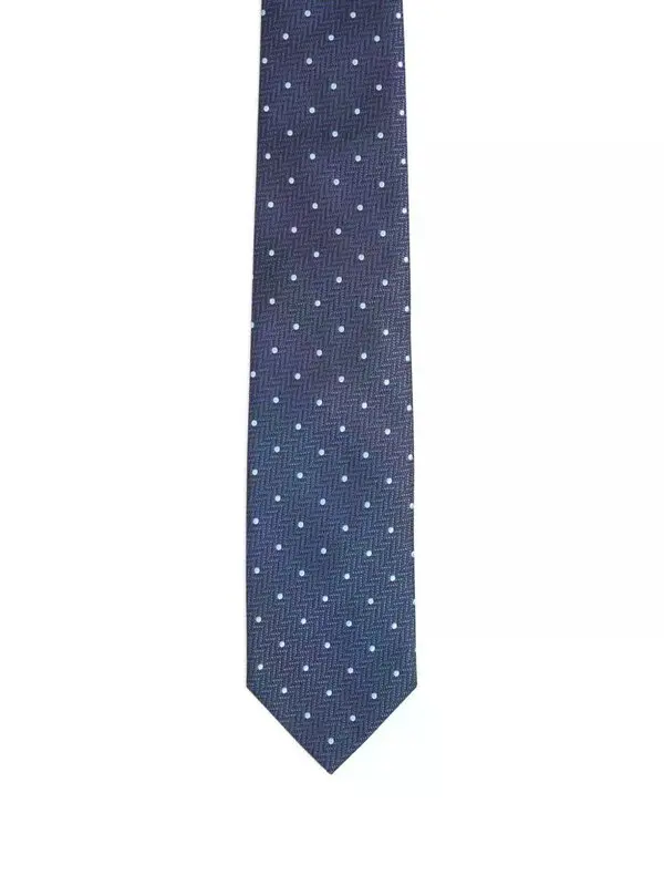 Brioni Navy Polka-dot Neck Tie - Blue