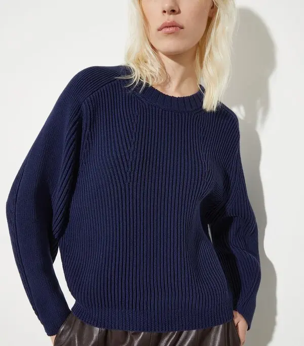 Max & Co. Cotton-blend Rib-knit Sweater With Quarter Zip