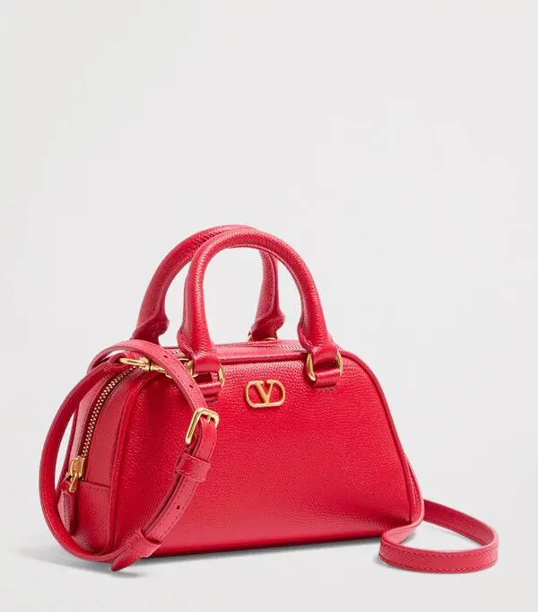 Valentino Garavani Mini Leather Vlogo Signature Top Handle Bag - Red