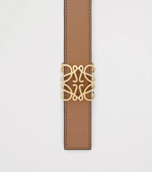 Loewe Leather Reversible Anagram Bombé Belt - Brown