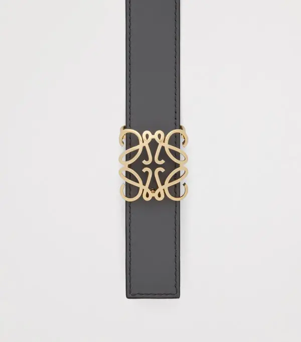 Loewe Leather Reversible Anagram Bombé Belt - Brown